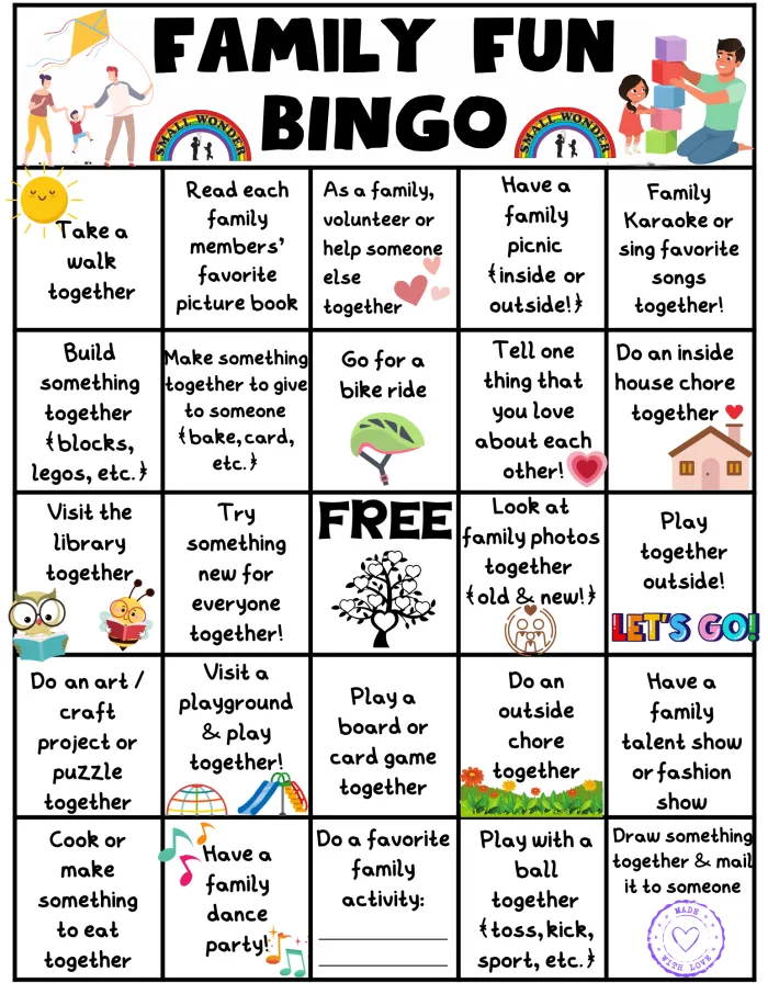 Small Wonder Child Care | Family Fun Bingo!